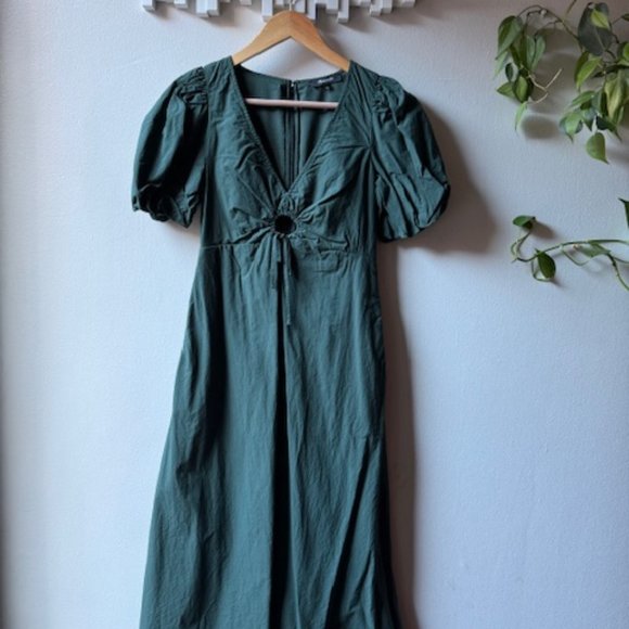 Madewell | Dresses | Madewell Poplin Cutout Puffsleeve Midi Dress In ...